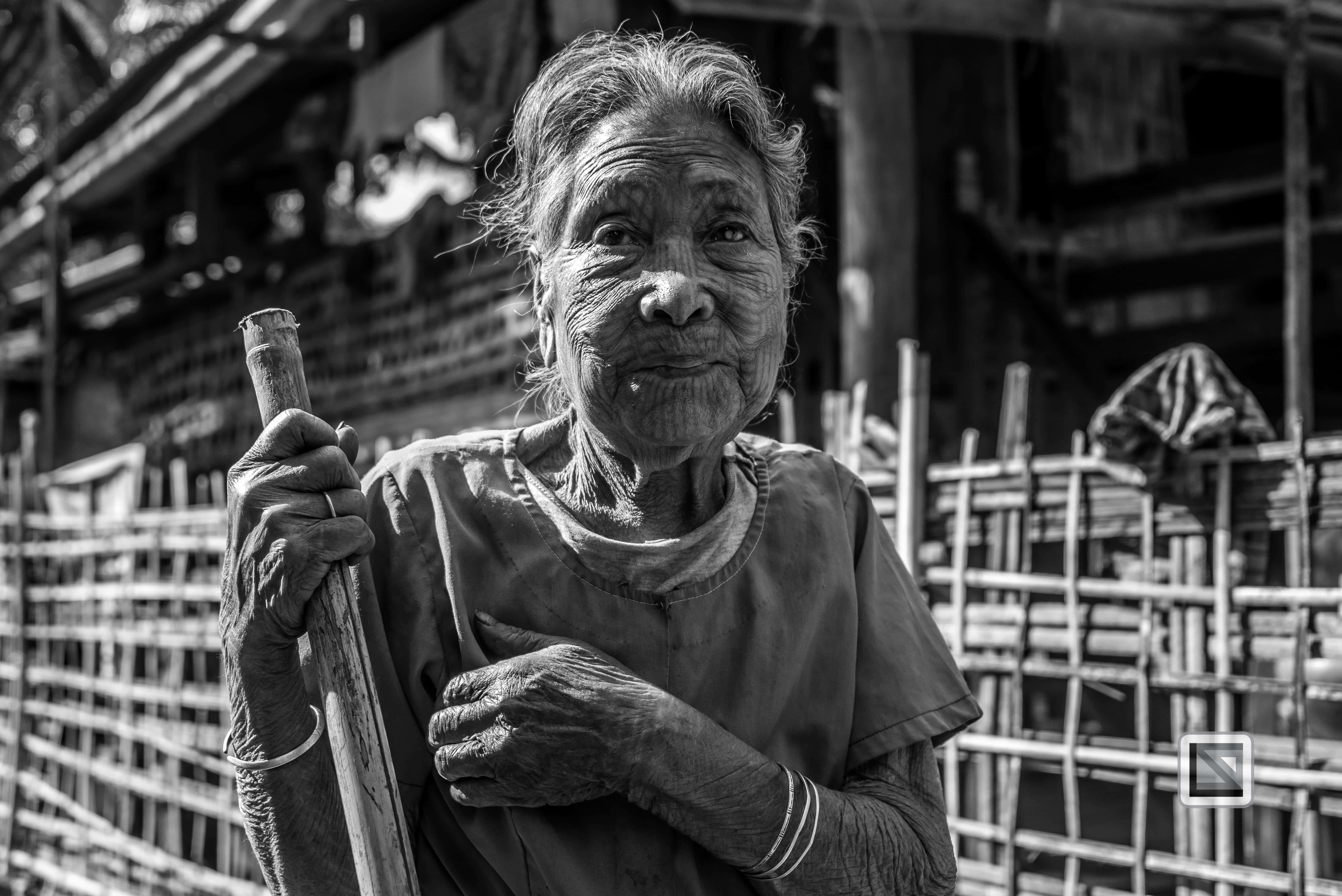 Myanmar Chin Tribe Portraits Black and White Mrauk-U-33